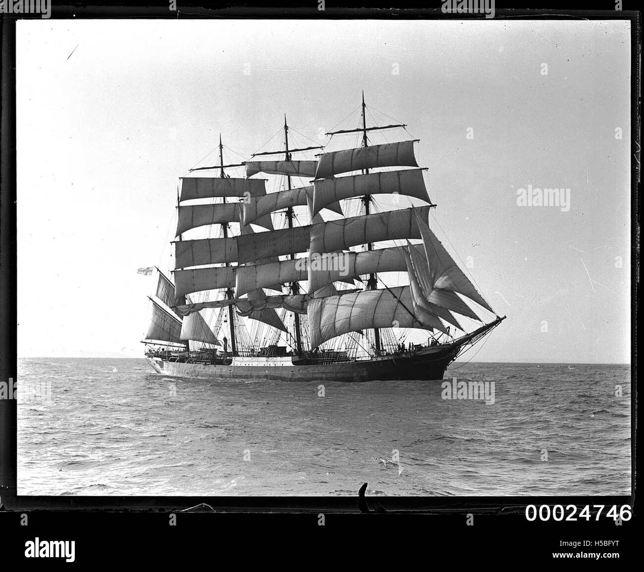 The four-masted barque Pamir is shown under sail at sea between 1934 ...