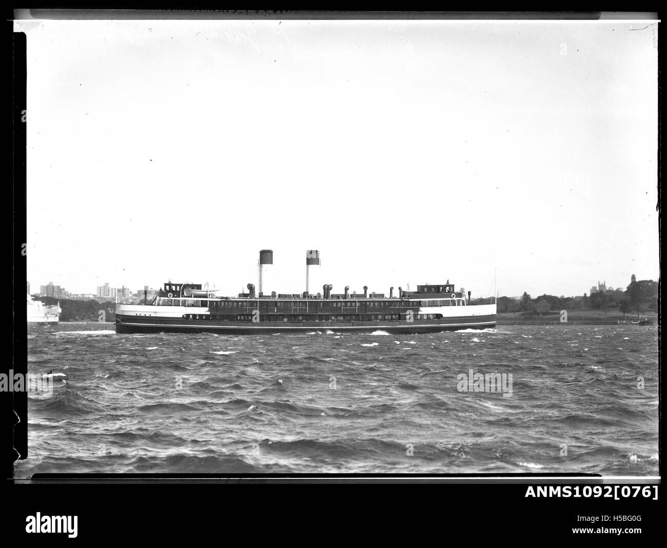 Twin funnel ferry CURL CURL on Sydney Harbour Stock Photo - Alamy