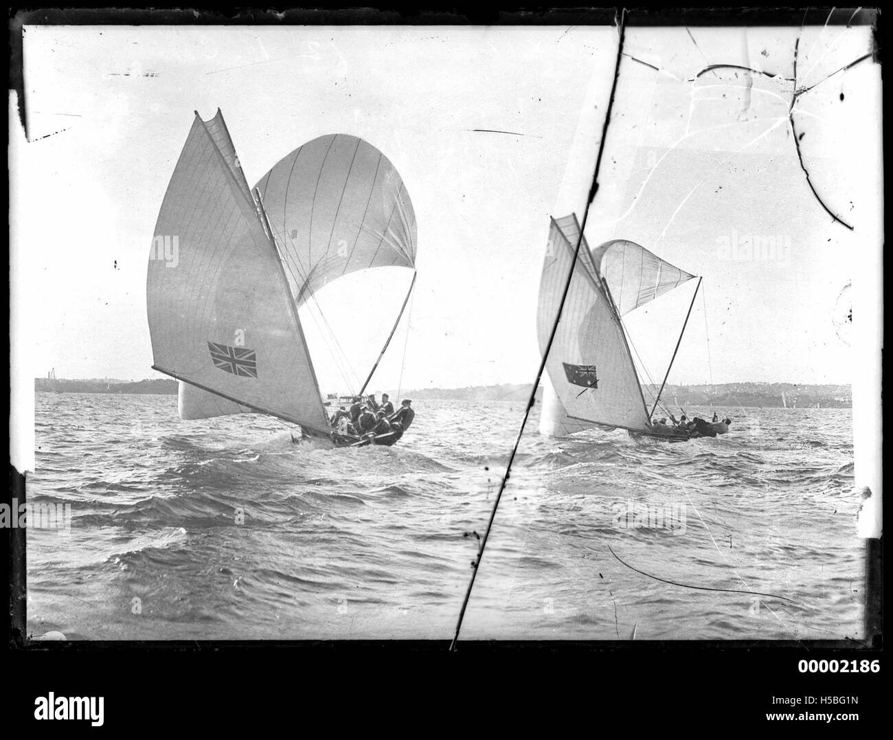 A thrilling moment during a race of 18-foot sailing skiffs on Sydney ...