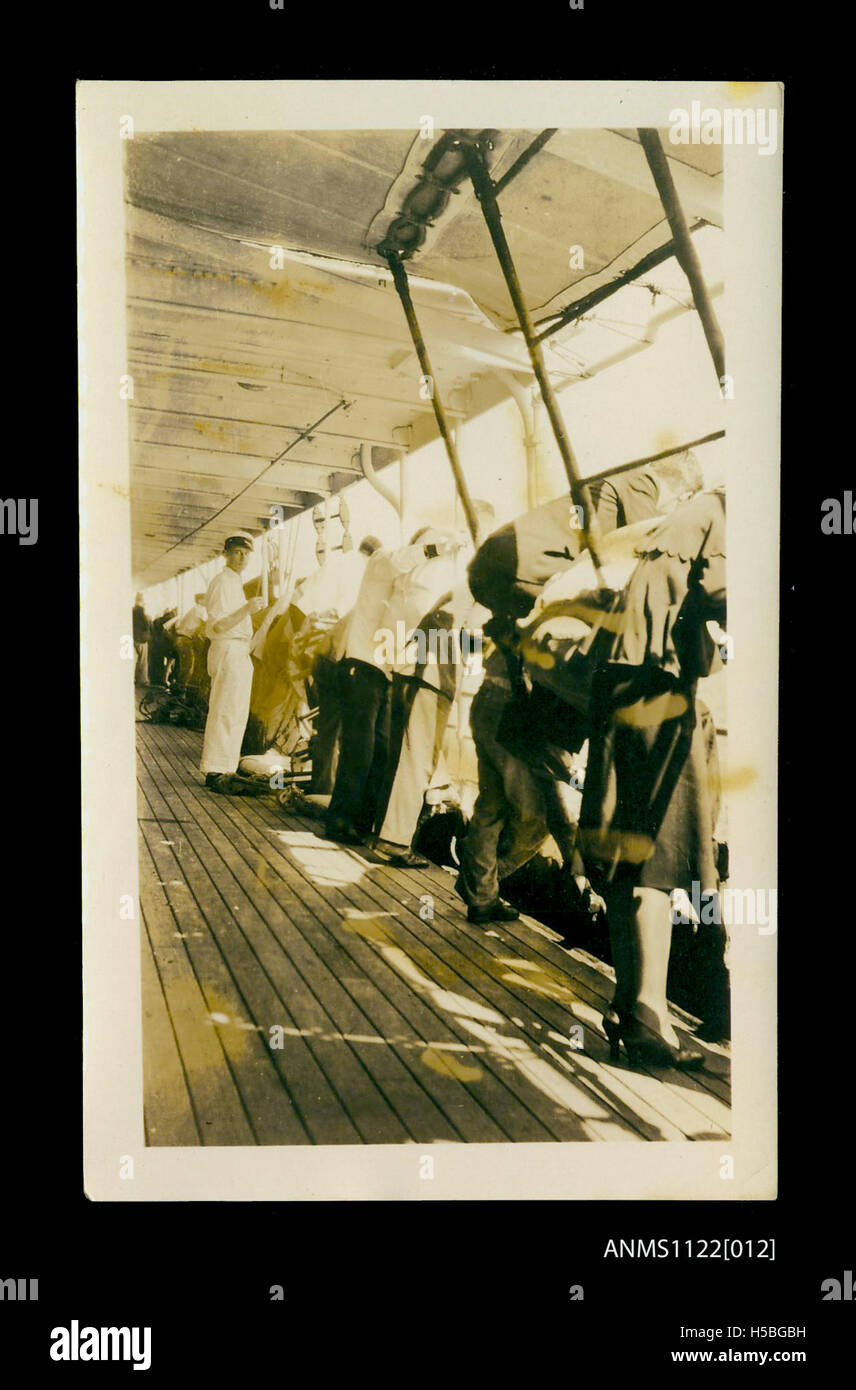 Passengers of sunken TAHITI onboard rescue ship SS VENTURA Stock Photo ...