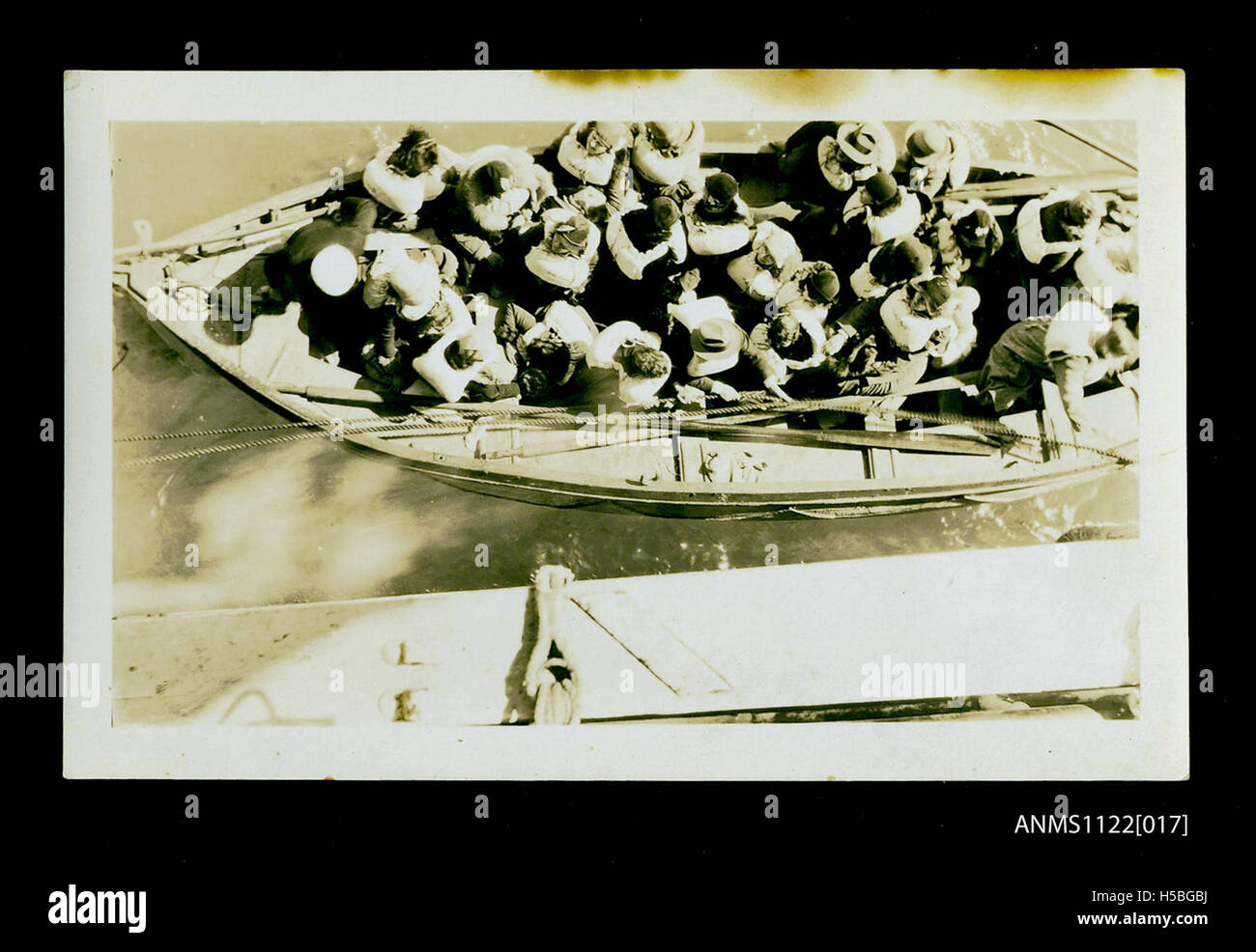 This photograph shows the rescue operation for survivors of the RMS ...