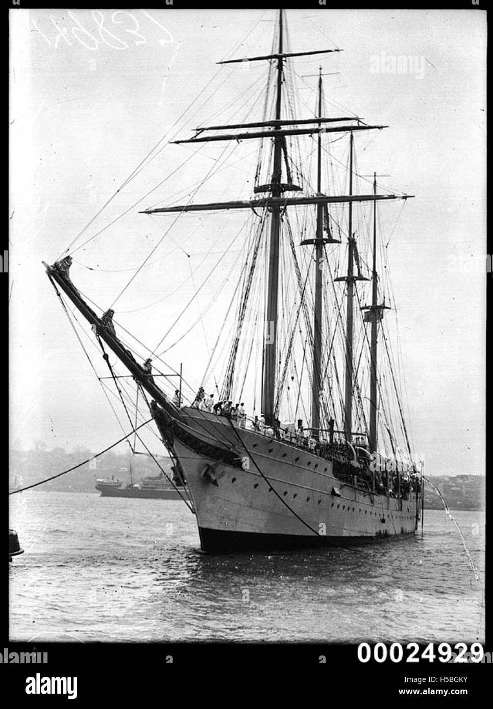 The Spanish Navy training ship Juan Sebastian de Elcano is shown docked ...