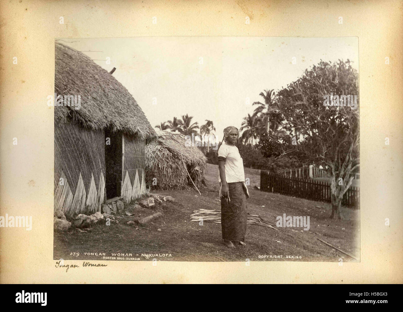 A photographic postcard featuring a portrait of a Tongan woman from ...