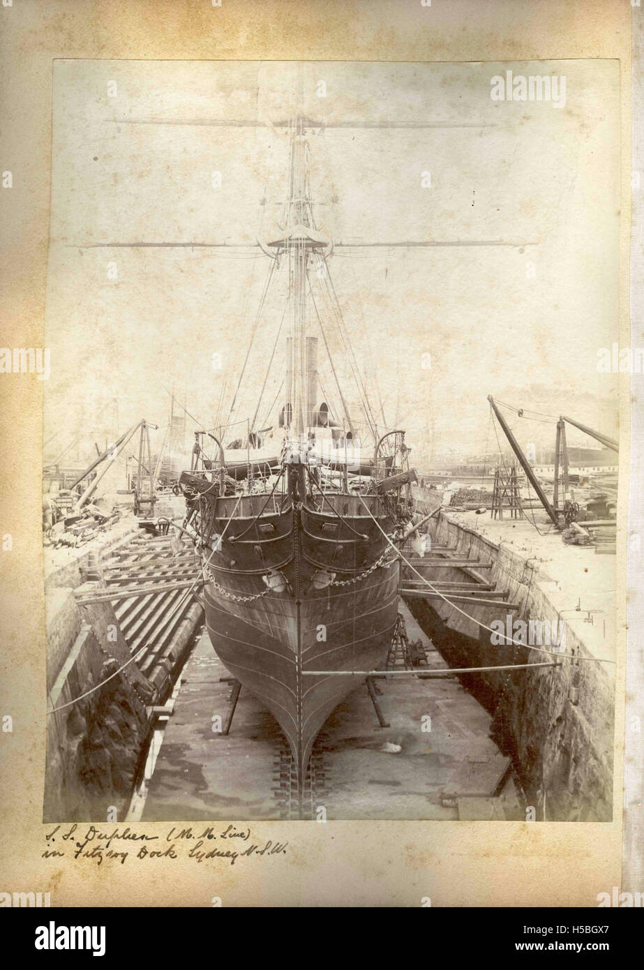 The S.S. Dupleix, a steamship operated by the M.M. Line, is docked in ...