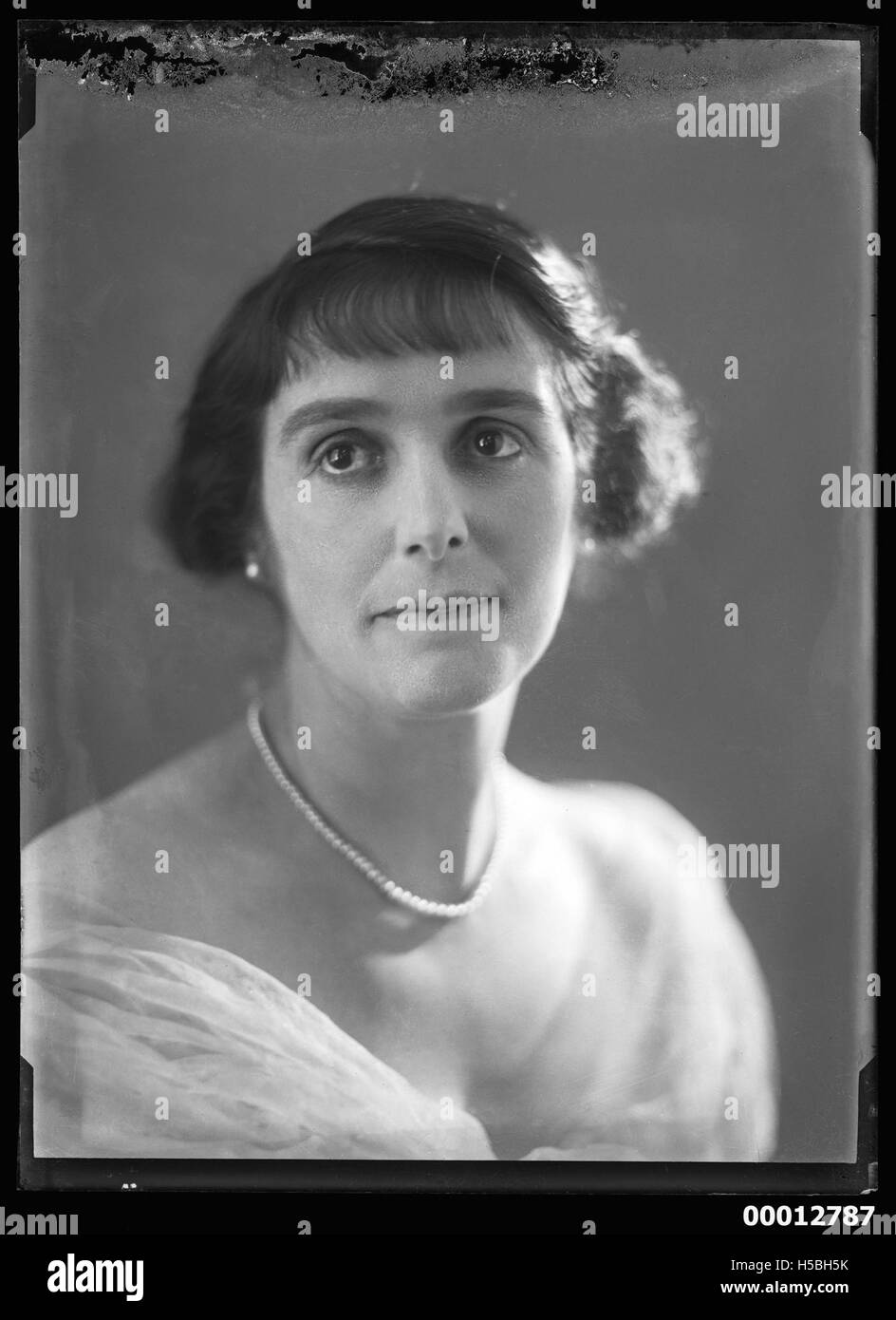 This portrait depicts a woman from a specific historical period ...