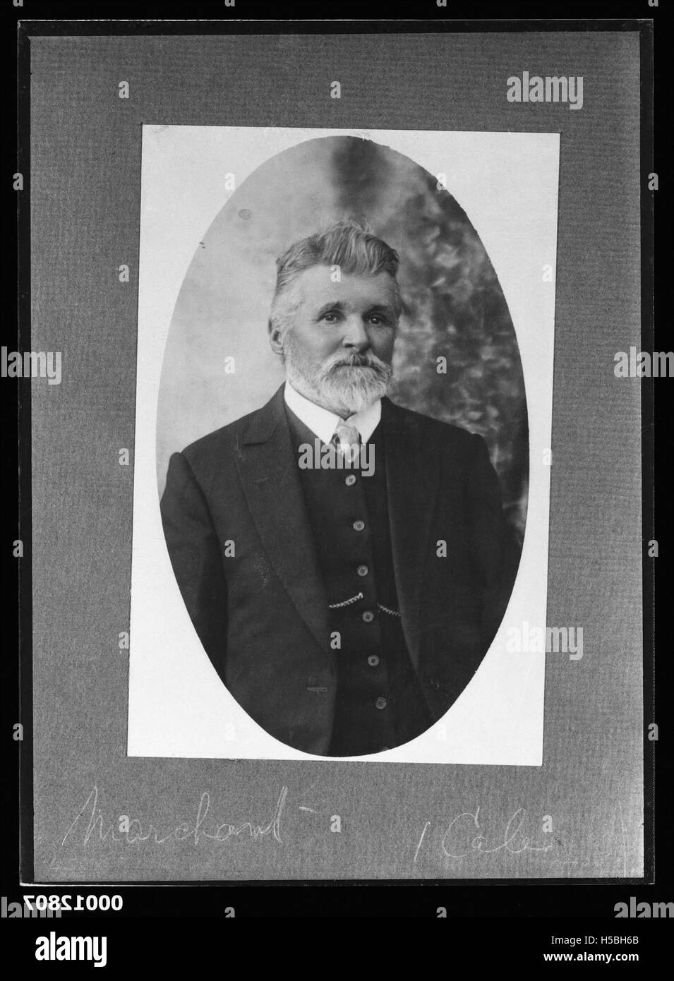 A formal portrait of a man named 'Marchant', capturing his likeness in ...