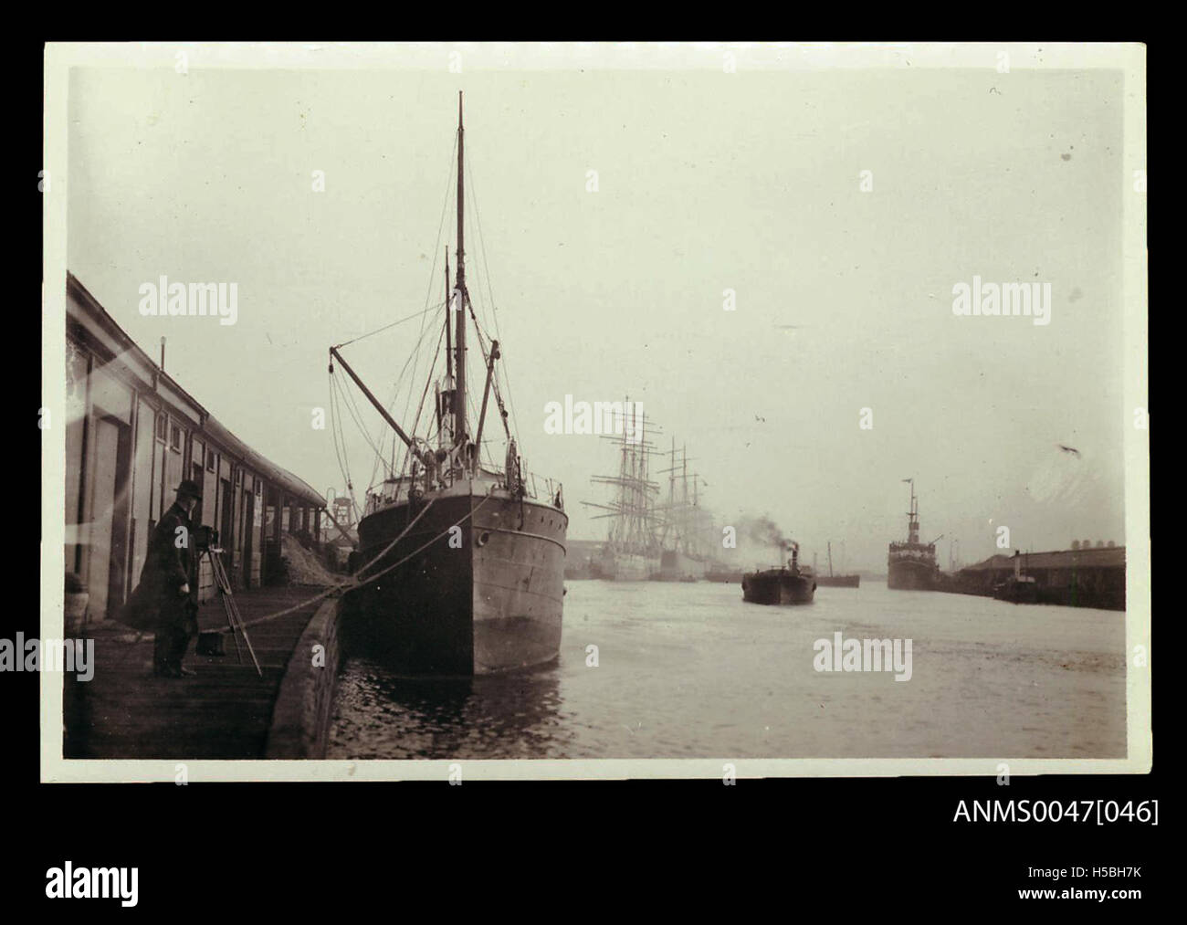Vessels at a wharf, possibly South Wharf on the Yarra River in ...