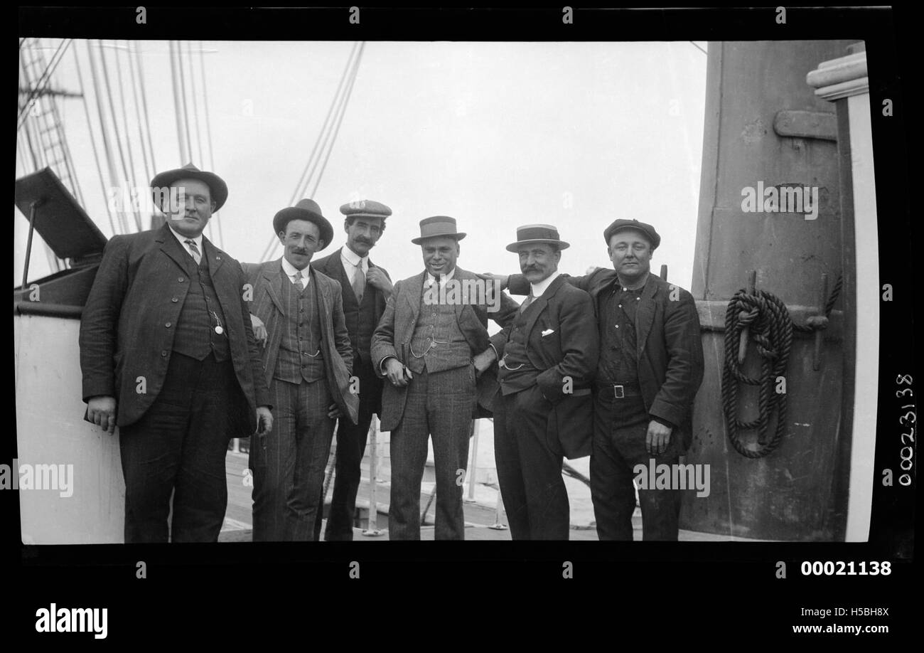 A photograph of six men, including Captain Edward Robert Sterling ...
