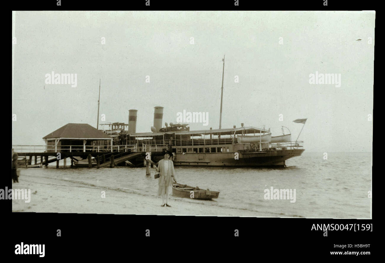 The SS KOOPA, a passenger and cargo steamship, docked at Bongaree Jetty ...