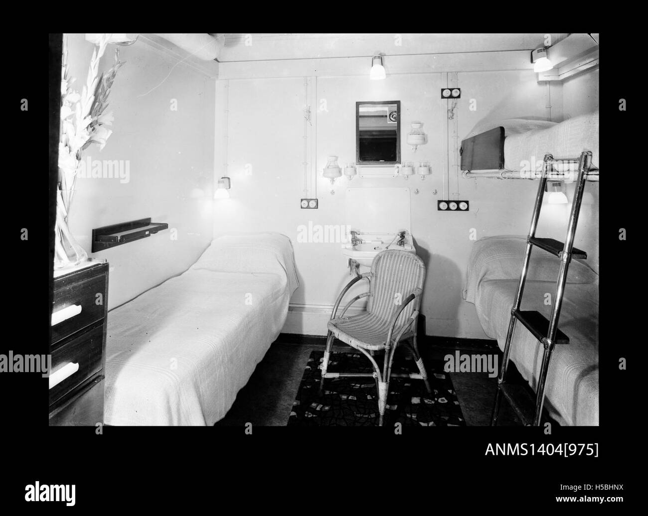 This image shows the interior of a P&O cabin from the period between ...