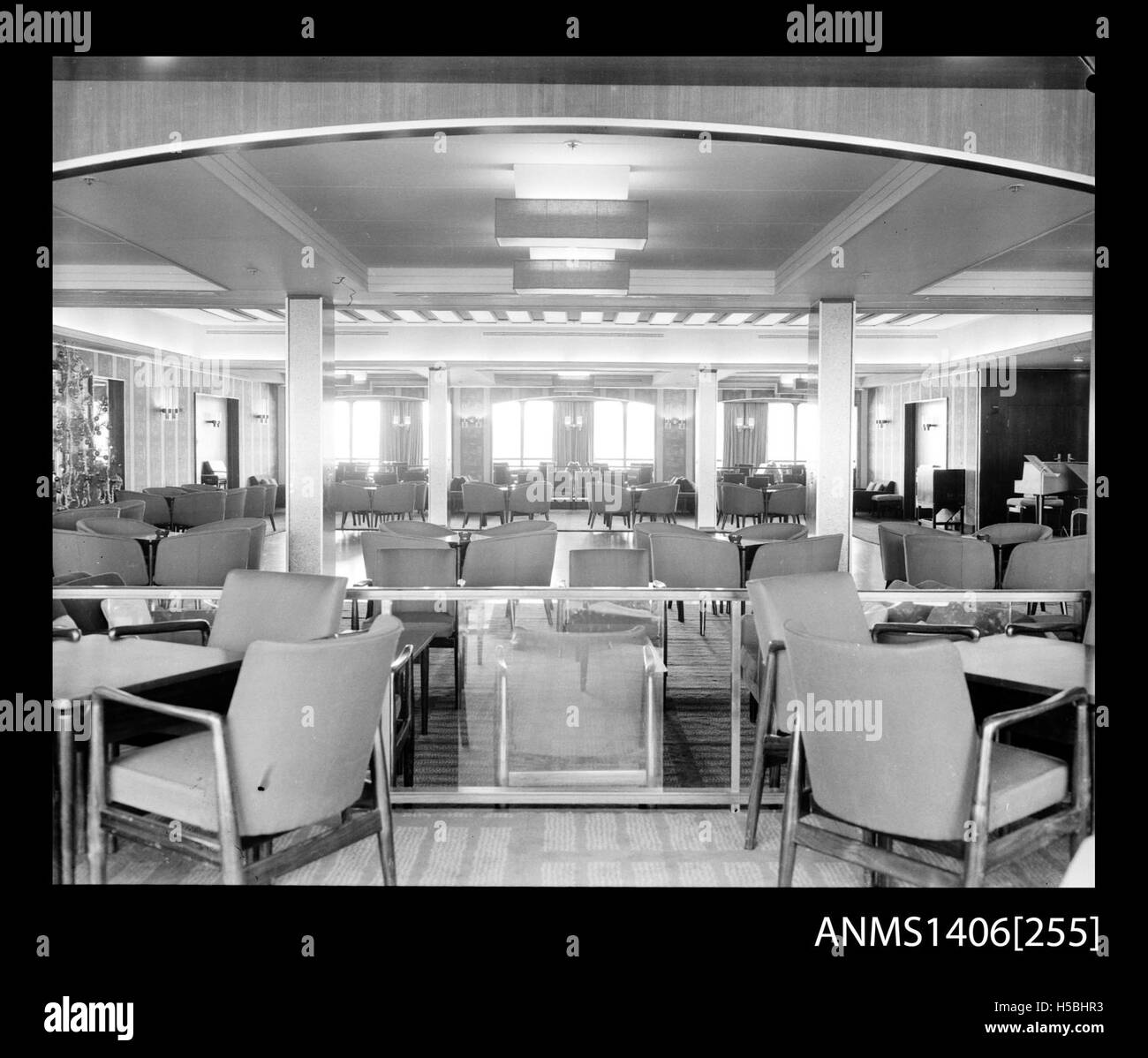This photograph depicts the public rooms aboard the SS Oriana, a ...