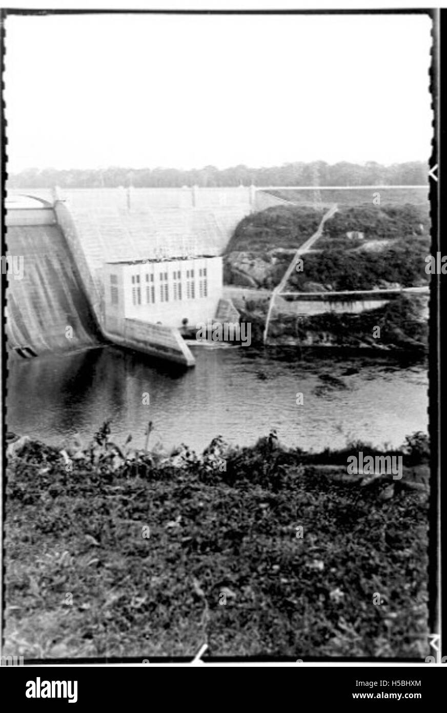 This photograph shows the dam wall in Panama, a critical infrastructure ...