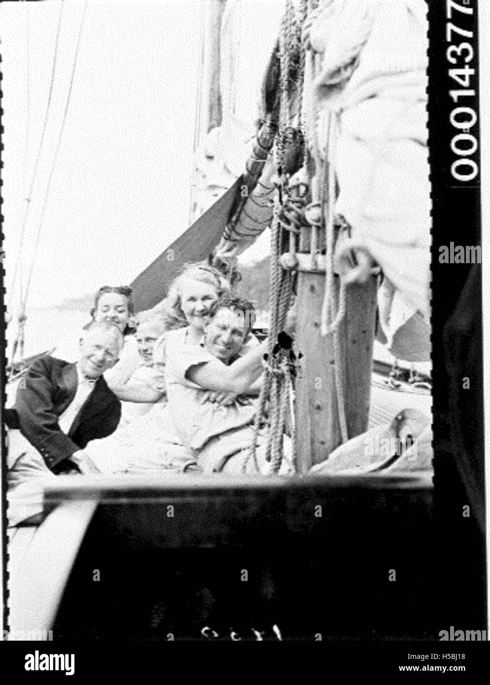 The Nossiter family is pictured on the deck of their yacht, the Sirius ...