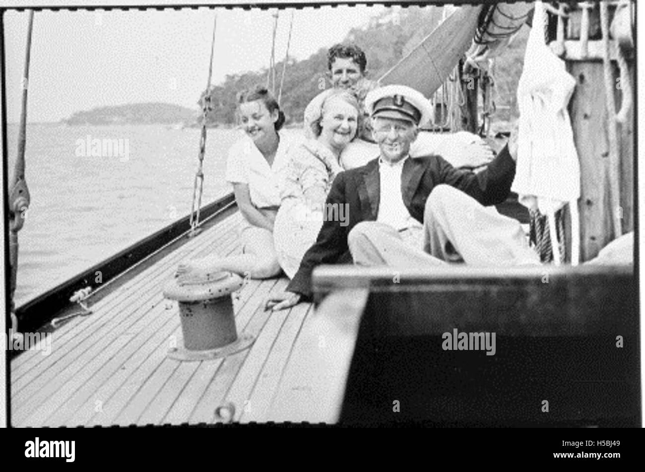A photograph of the Nossiter family aboard the yacht Sirius. This image ...