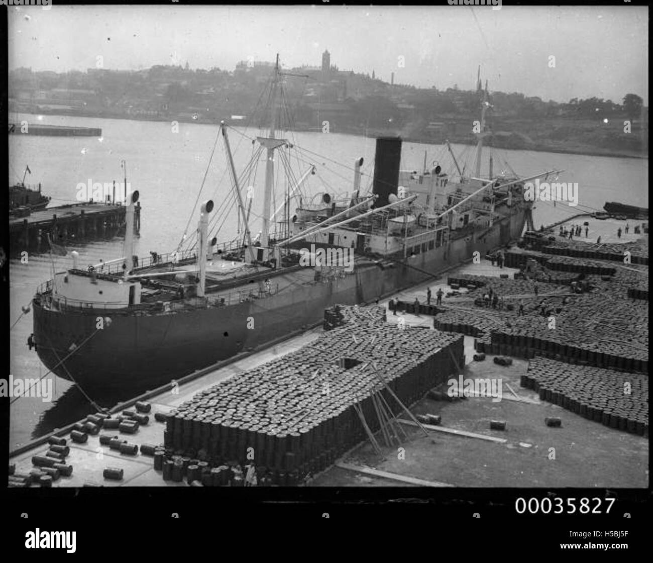 Containers in cargo port Black and White Stock Photos & Images - Alamy
