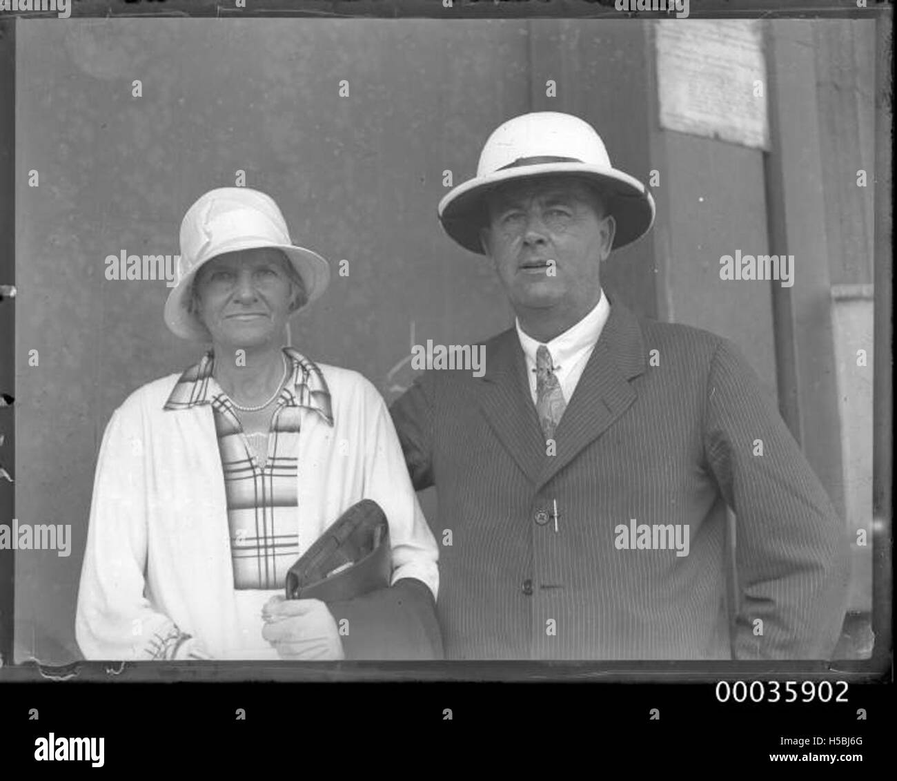 This portrait shows a man and a woman aboard the SS RUNIC in the 1920s ...