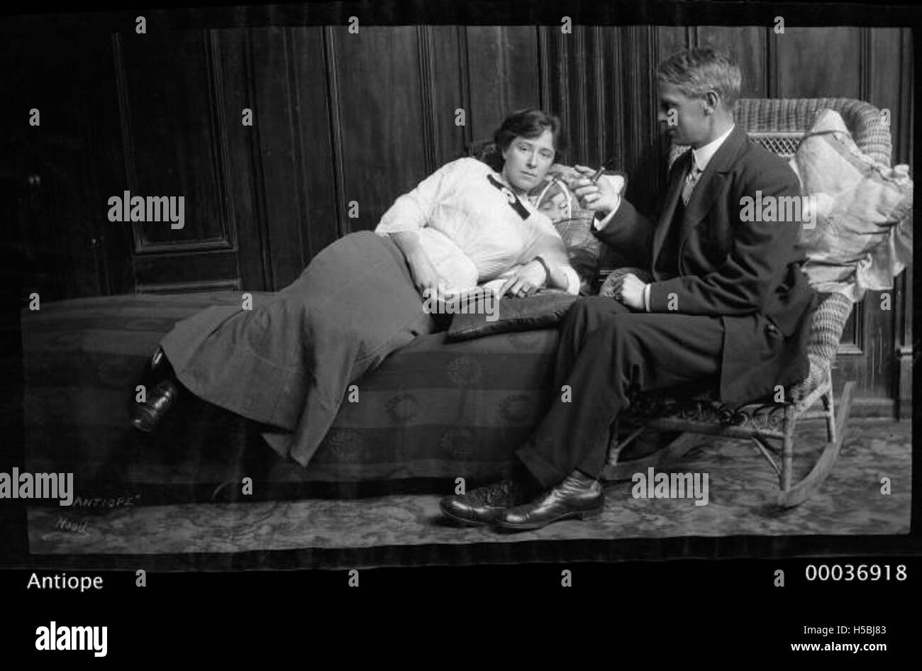 Gertrude Mathieson and Captain Mathieson posing on board ANTIOPE Stock ...