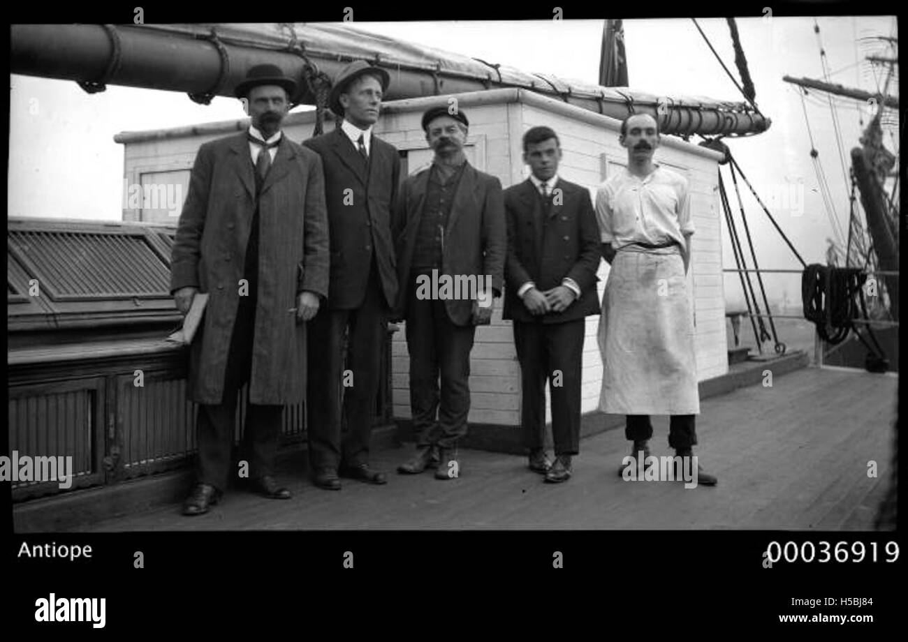 A photograph of Captain Mathieson and his crewmen aboard the ANTIOPE ...