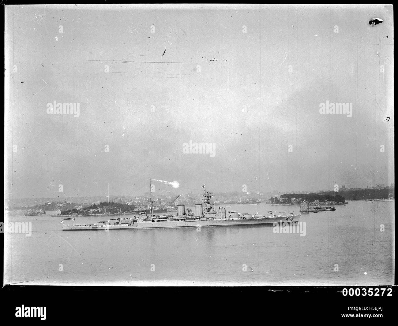 A photograph of HMS HOOD, a famous British battlecruiser, near Fort ...