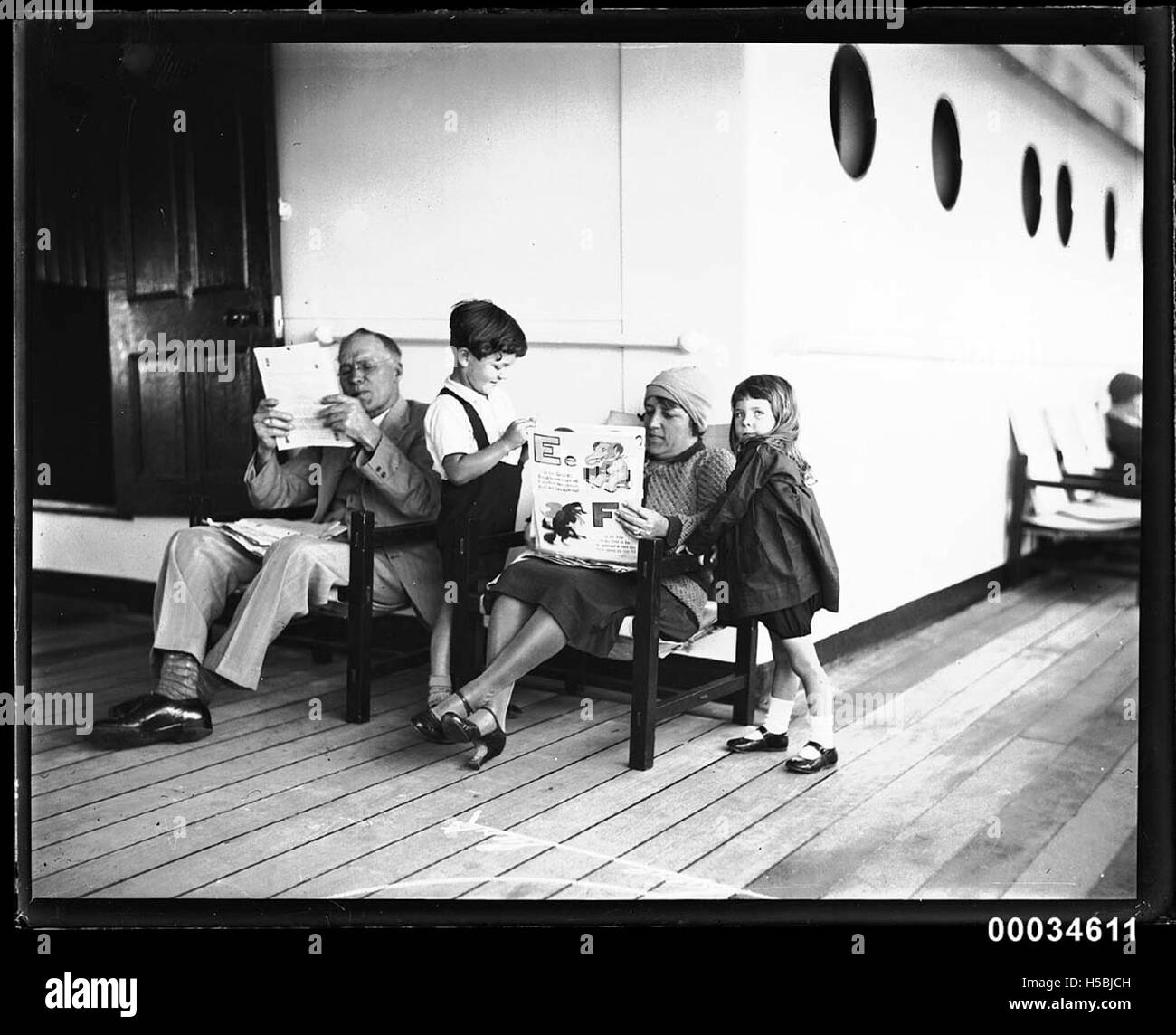 A photograph possibly taken aboard the SS Ormiston, showing a man and ...