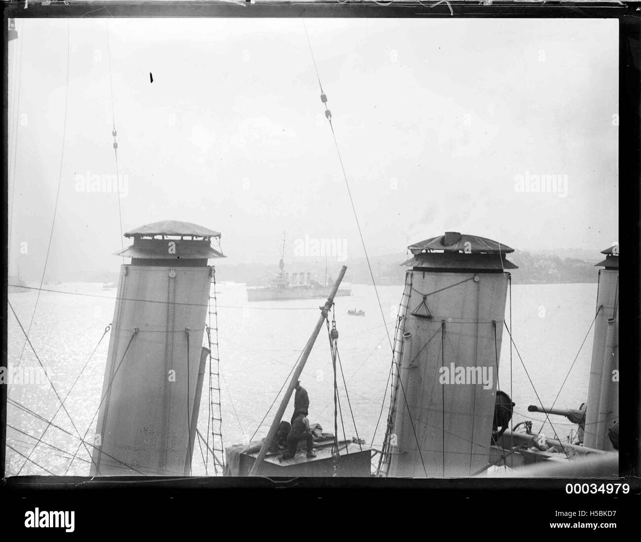 The funnels of the former HMAS Australia I, captured in an image from ...