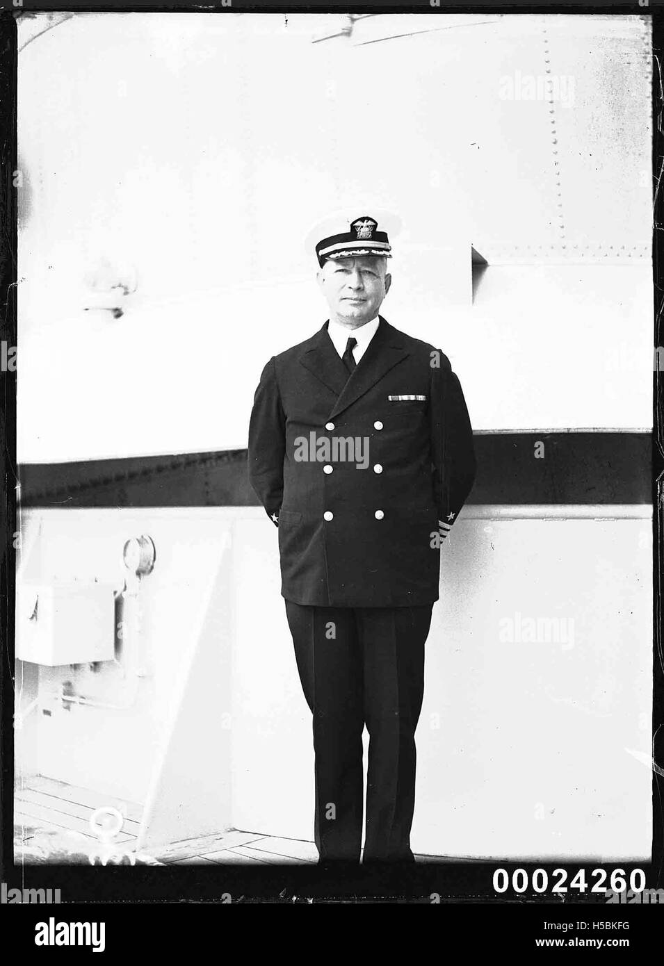 Captain Edmund S Root on deck of USS ASTORIA, August 1934 Stock Photo ...