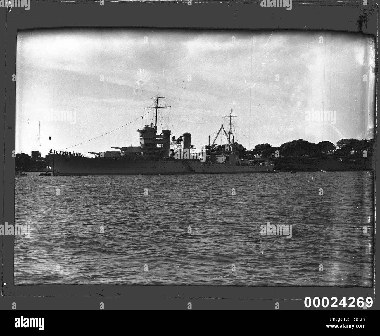 The USS Astoria, a United States Navy cruiser, is pictured anchored in ...