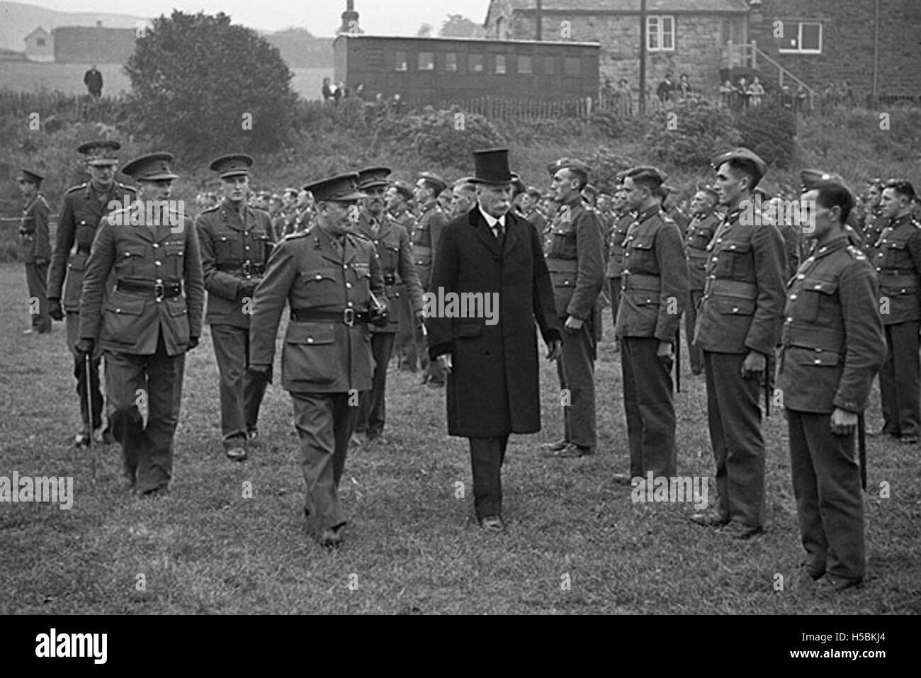 This historical photograph captures the Royal Welch Fusiliers during a ...