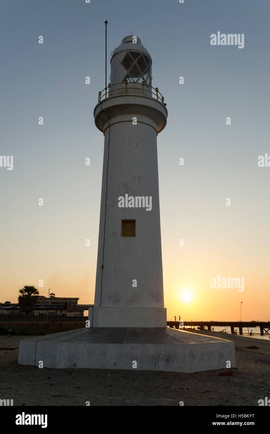 Lighthouse at sunset, Talaimannar, Mannar Island, Sri Lanka Stock Photo ...