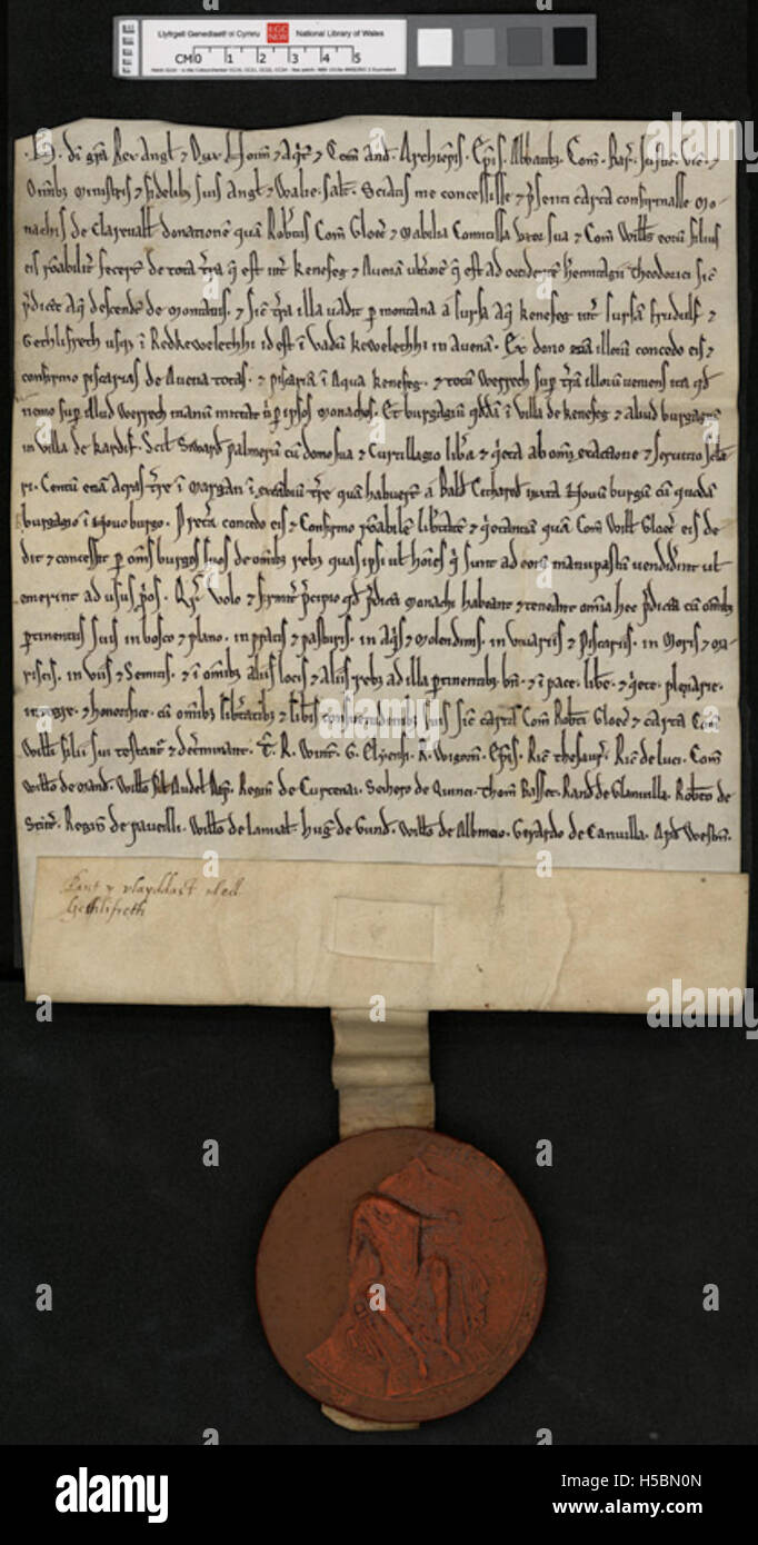 NLW Penrice and Margam Deeds 14 front Stock Photo - Alamy