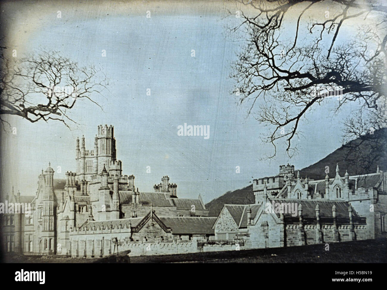 A daguerreotype image of Margam Castle, an architectural landmark in ...
