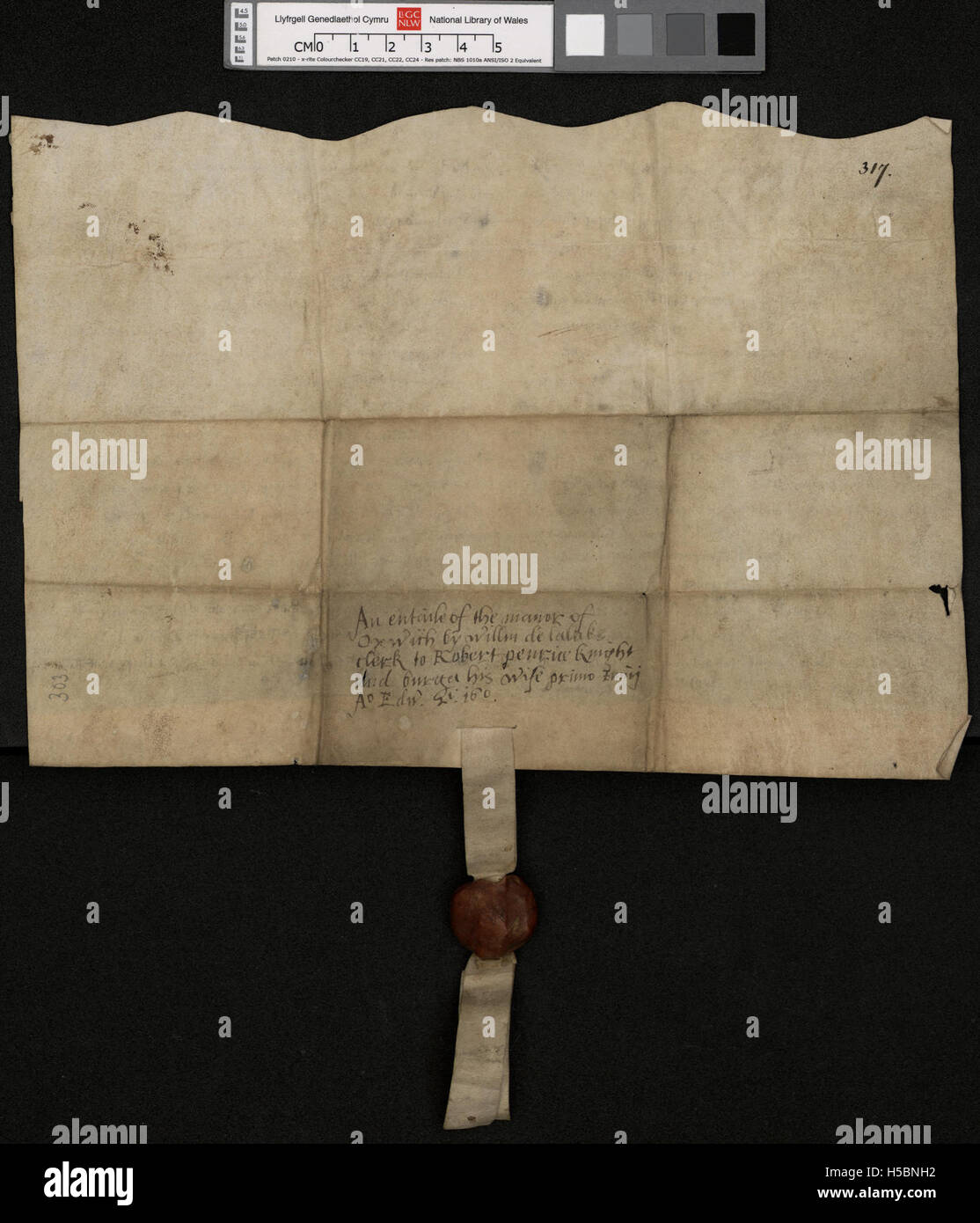 The back of Deed 317 from the Penrice and Margam collection housed in ...