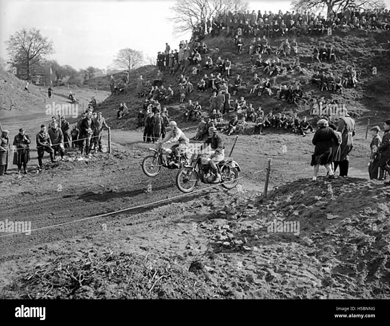 A photograph capturing a motorcycle scramble event at Queenshead ...