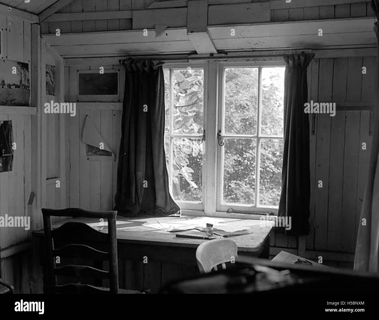 Photograph documenting Geoff Charles visiting Laugharne, Wales, known ...