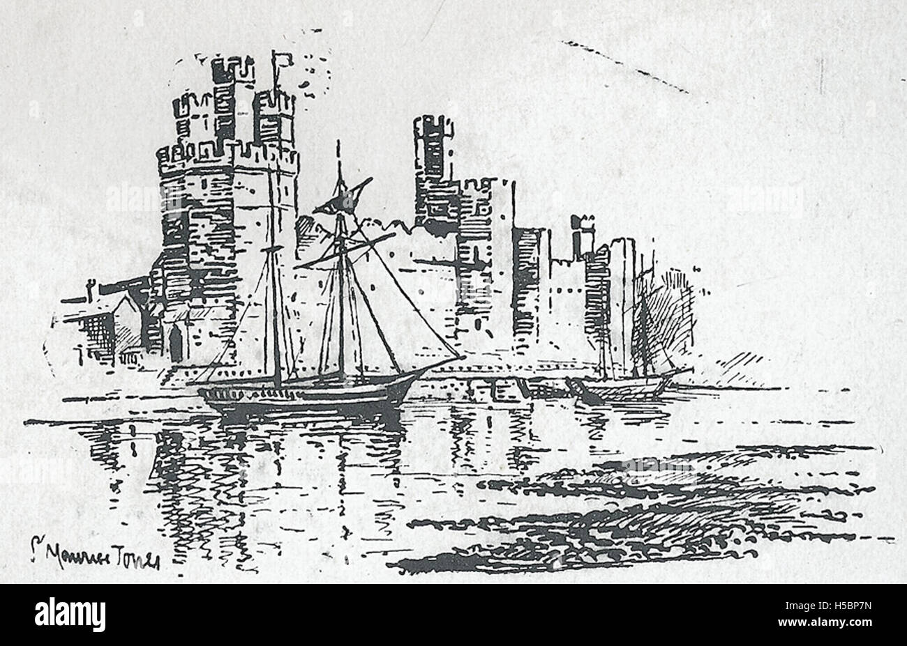 Caernarfon Castle, located in North Wales, is a historic medieval ...