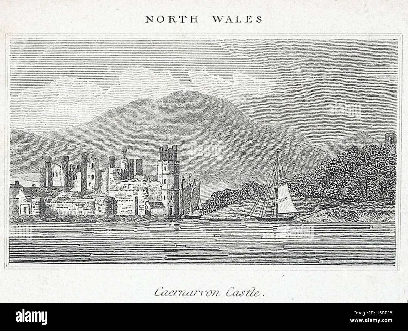 Caernarfon Castle, located in Gwynedd, Wales, is a medieval fortress ...