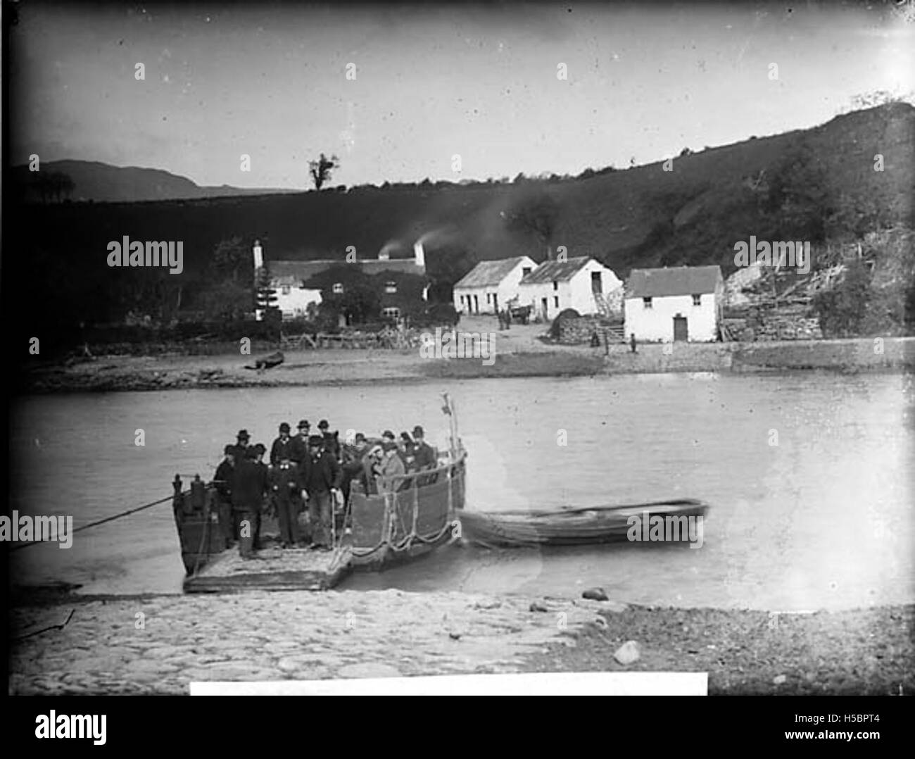 Historical image of the Tal-y-cafn ferry, illustrating the ...