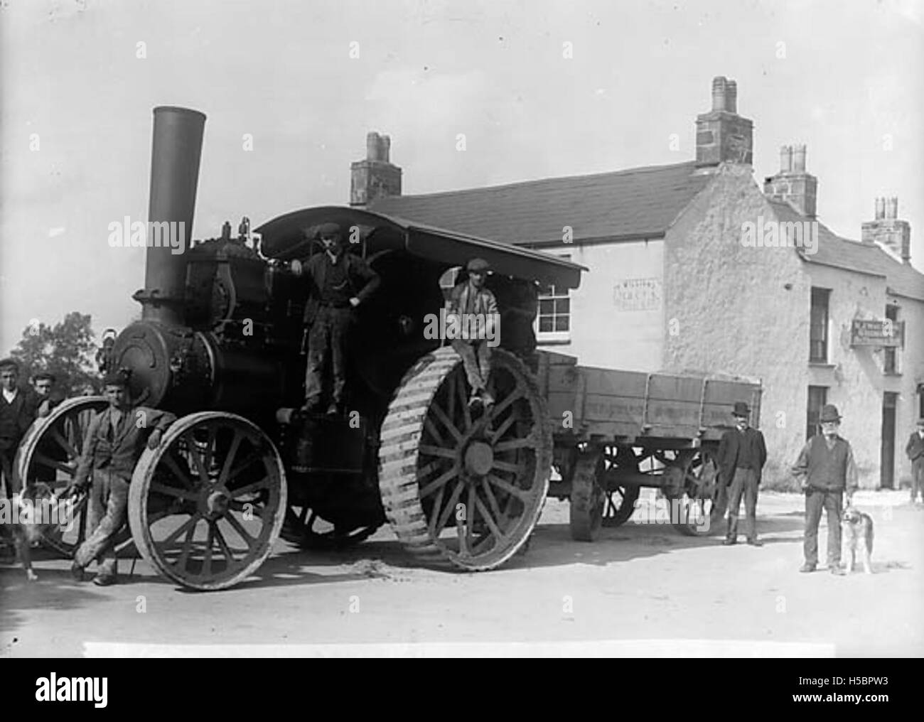 This image shows a traction engine in Whitland, likely used for ...