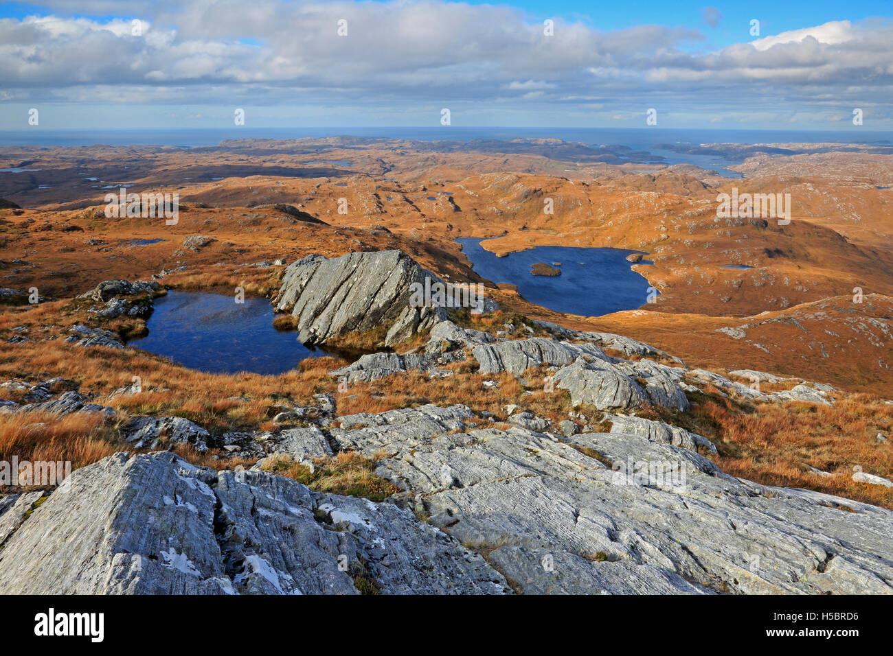 View over the Flow Country in Sutherland Scotland from Ben Stack Stock ...