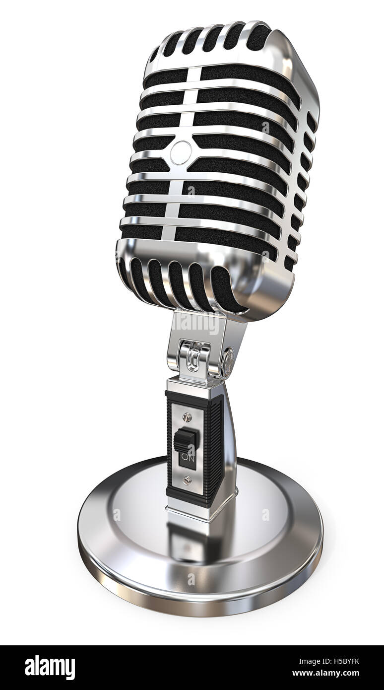 3D render of Classic style retro Microphone. On Off button. Non branded ...
