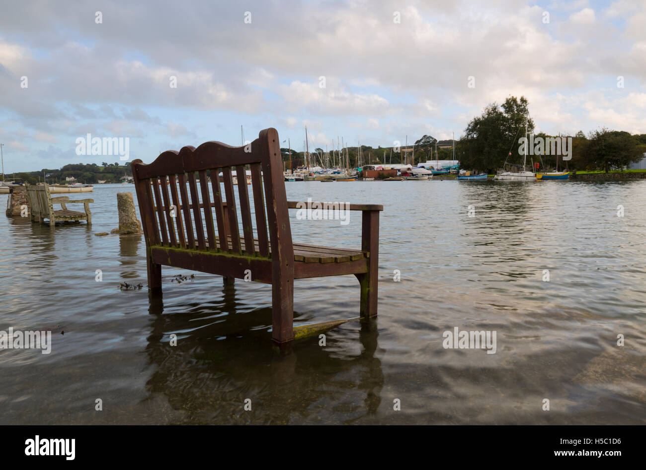 High Tide at Mylor Bridge in Cornwall Stock Photo - Alamy