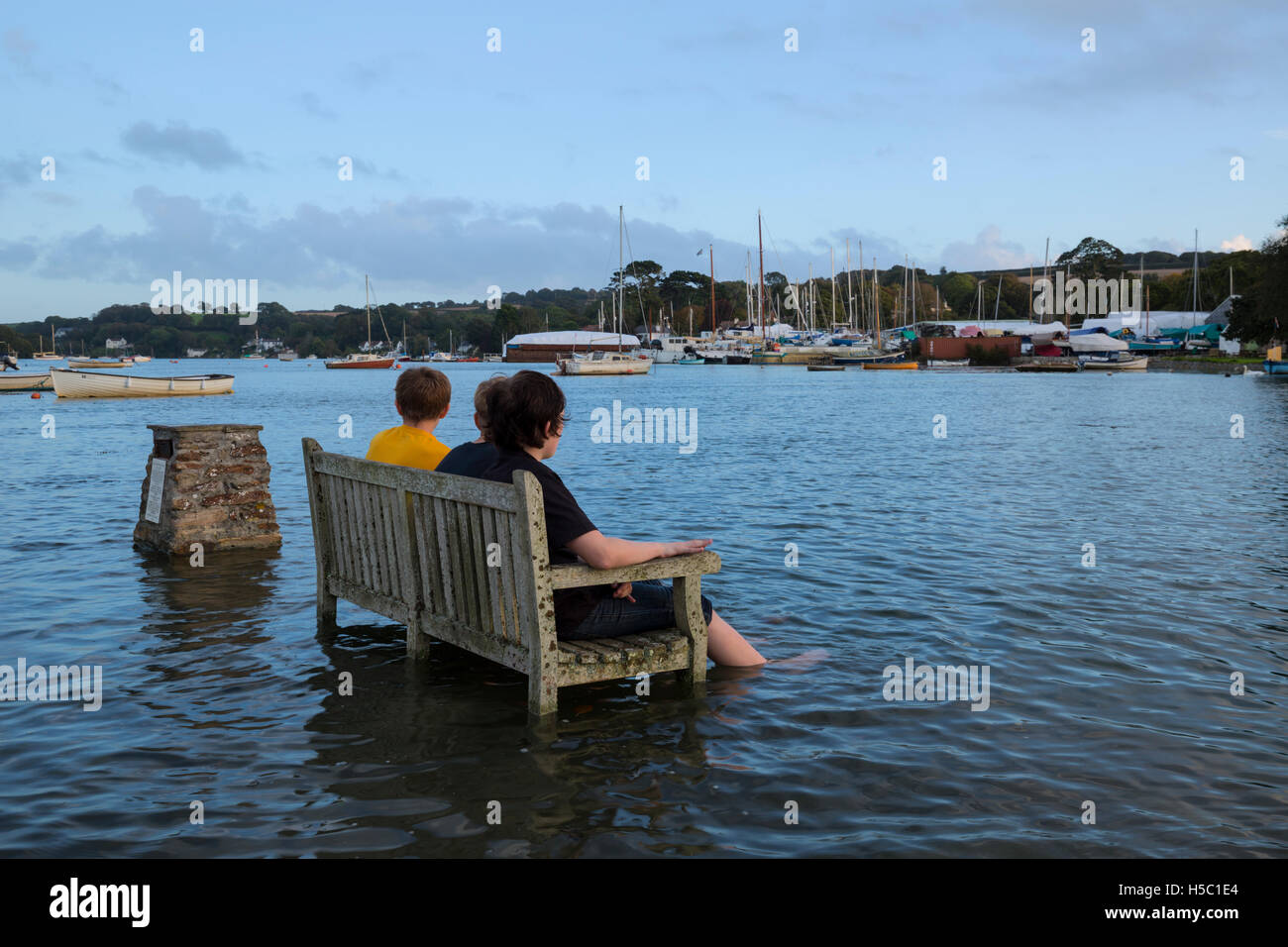 Flooded Mylor Bridge in Cornwall Stock Photo - Alamy