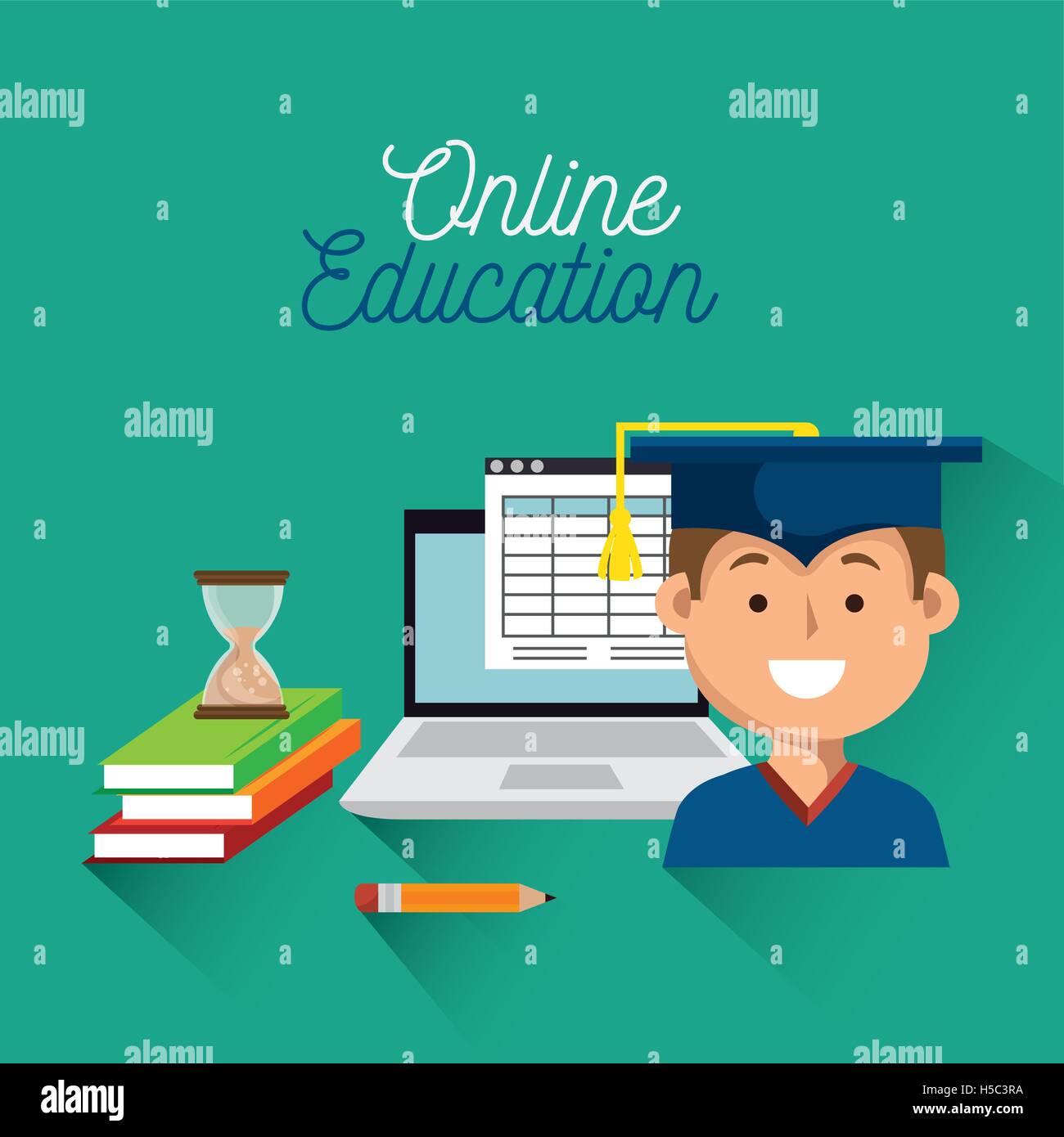College student laptop typing Stock Vector Images - Alamy
