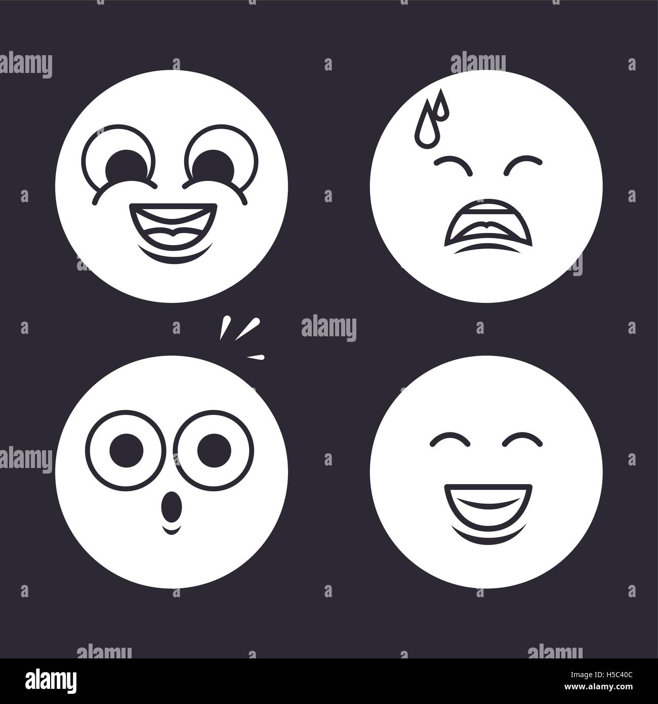 icons emoticons monochrome design Stock Vector Image & Art - Alamy