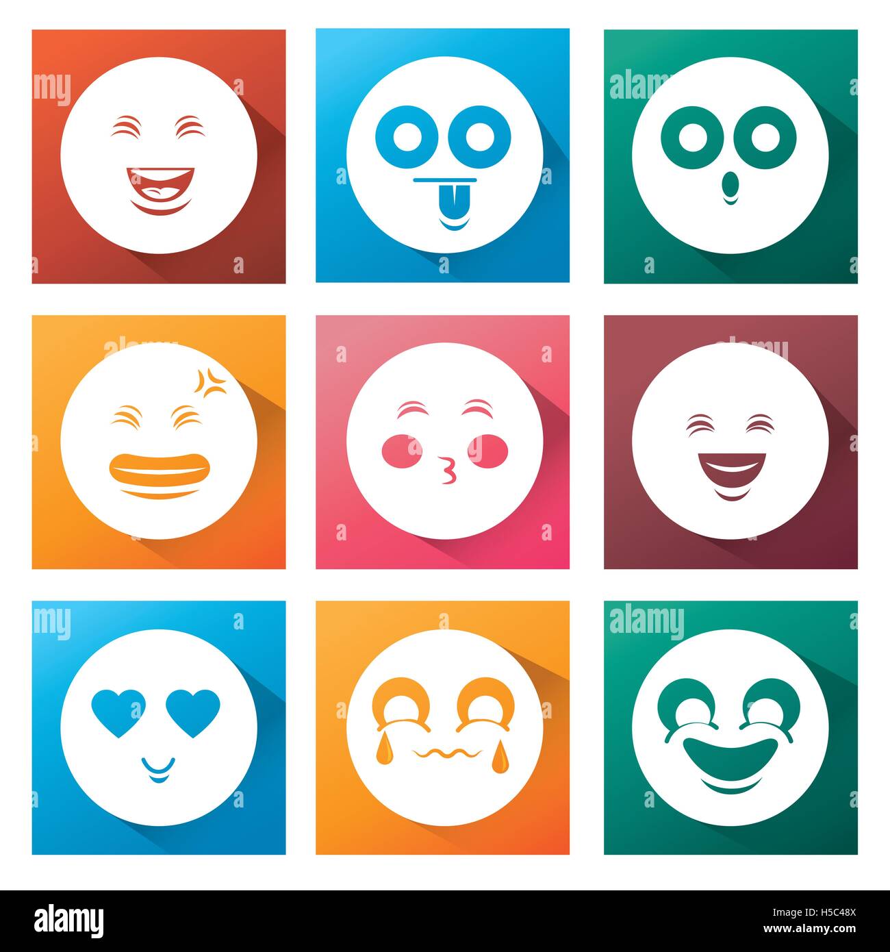 cartoon set smile emoticons Stock Vector Image & Art - Alamy