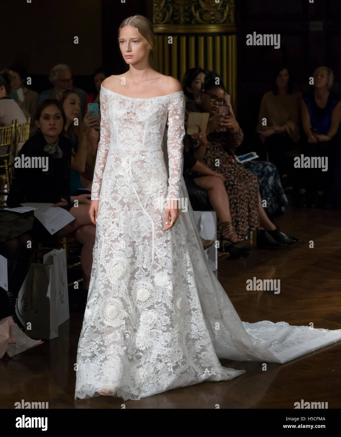 NEW YORK, NY - October 06, 2016: A model walks the runway during the ...