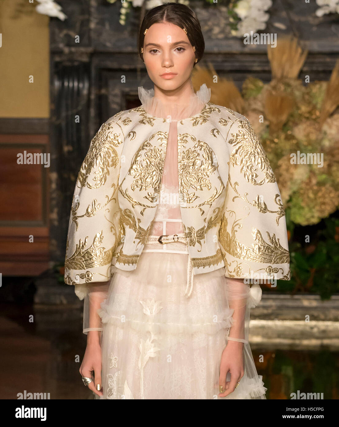 NEW YORK, NY - October 06, 2016: A model walks the runway during the ...