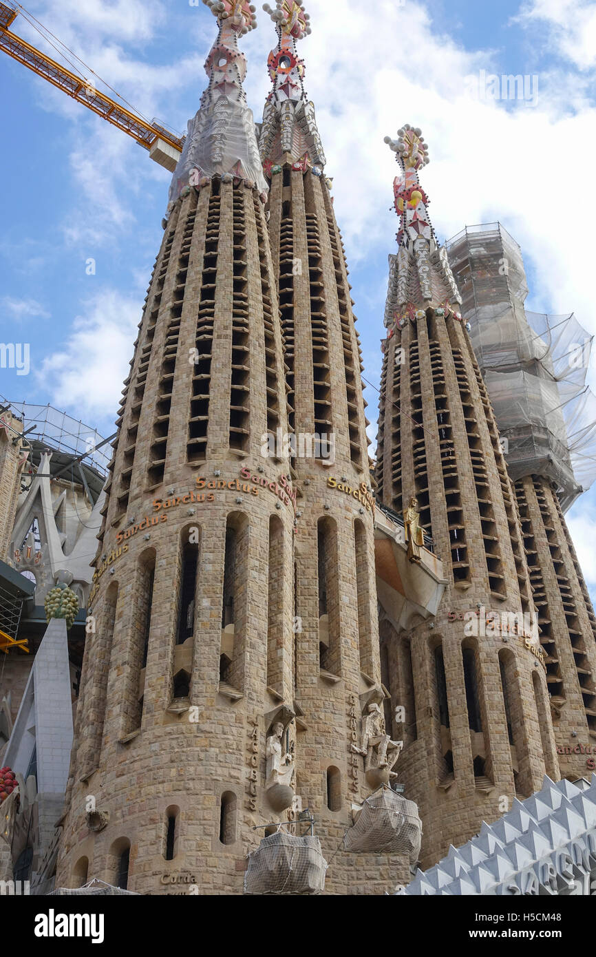 The amazing towers of Sagrada Familia in Barcelona Stock Photo - Alamy