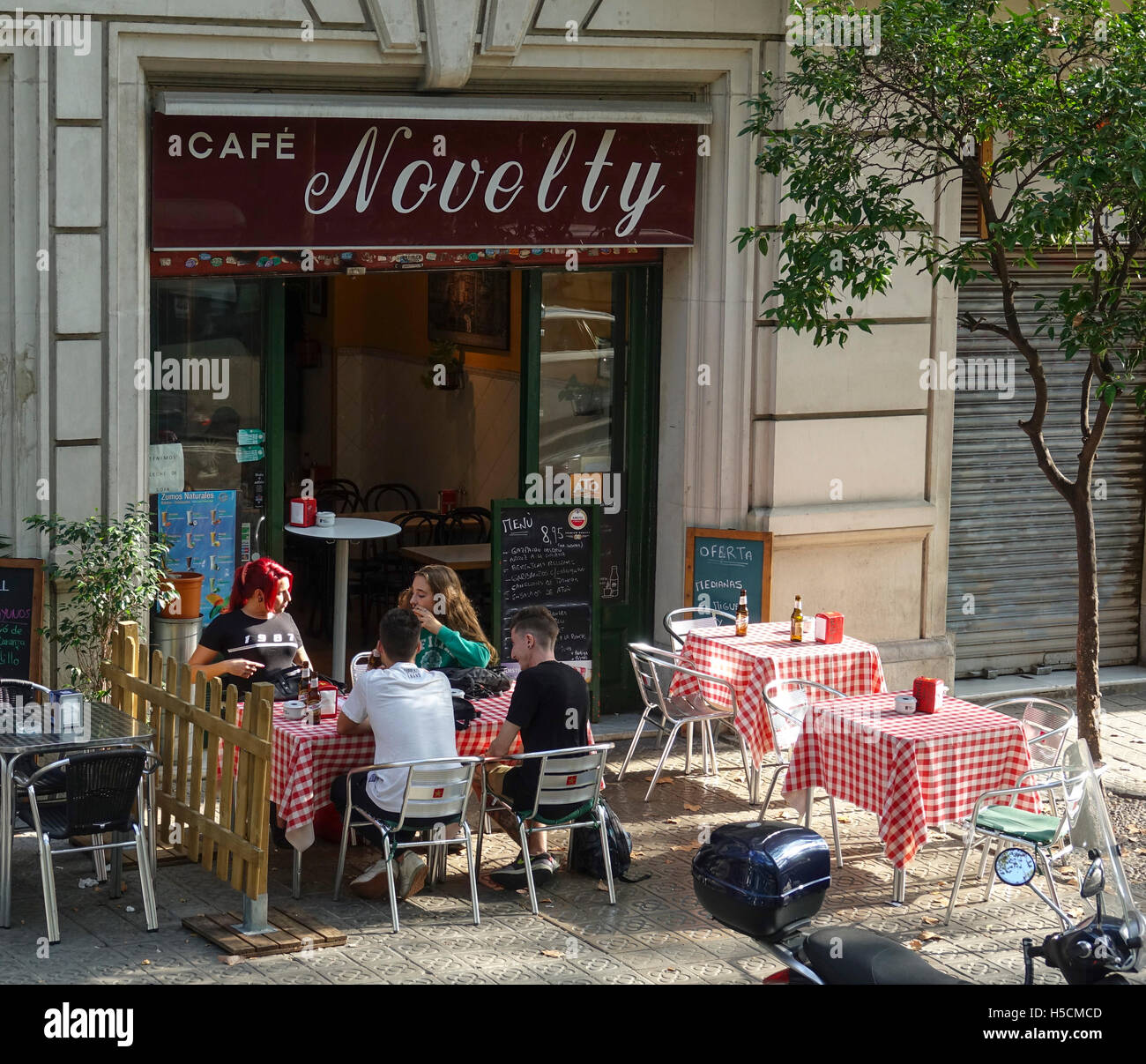 Lovely street cafe in Barcelona Stock Photo - Alamy