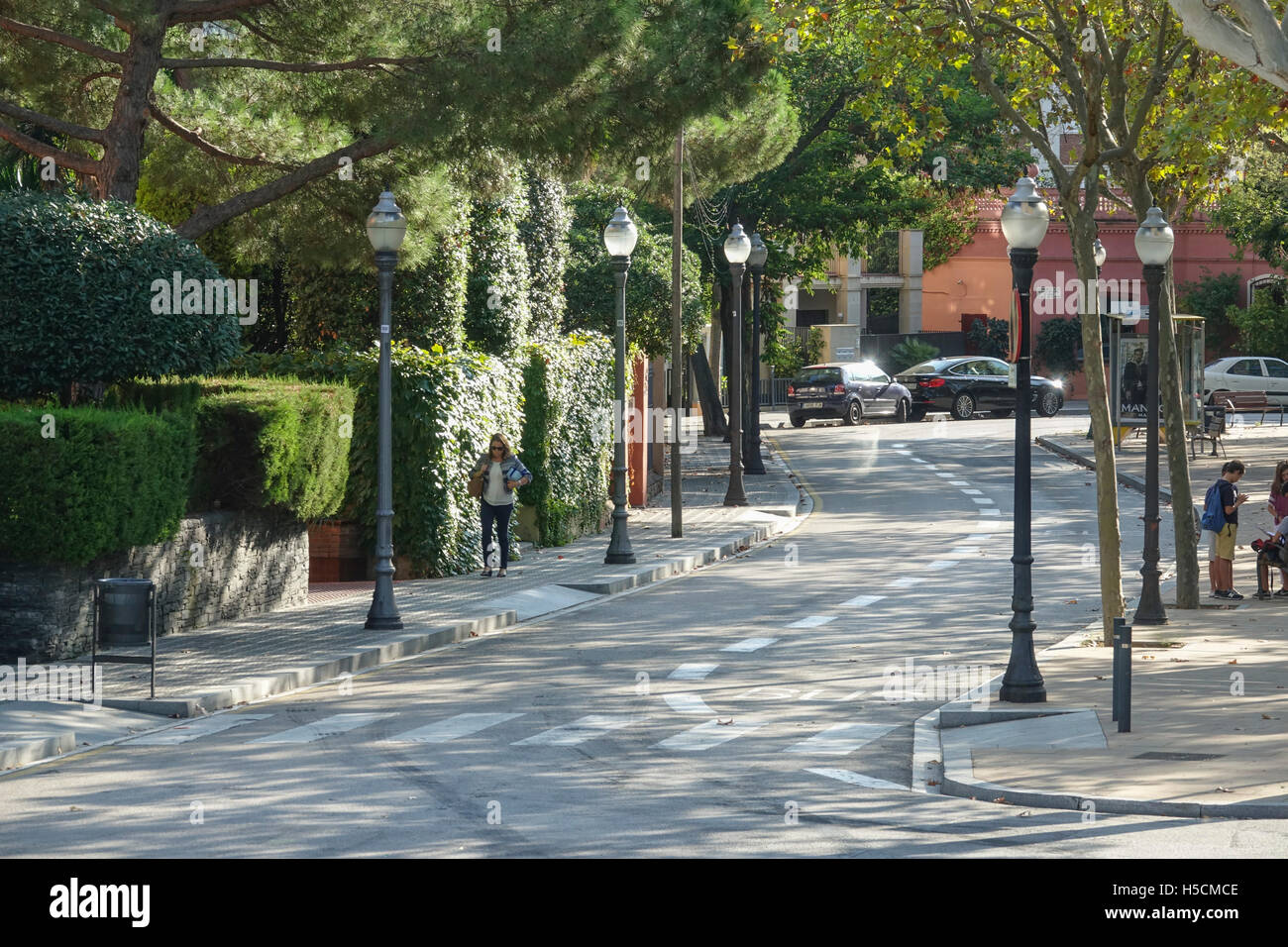Beautiful street view in Barcelona Stock Photo - Alamy
